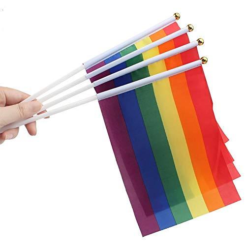 20Pcs Rainbow Pride Flag Small Flag Gay LGBTQ Stick Flag USA American ...