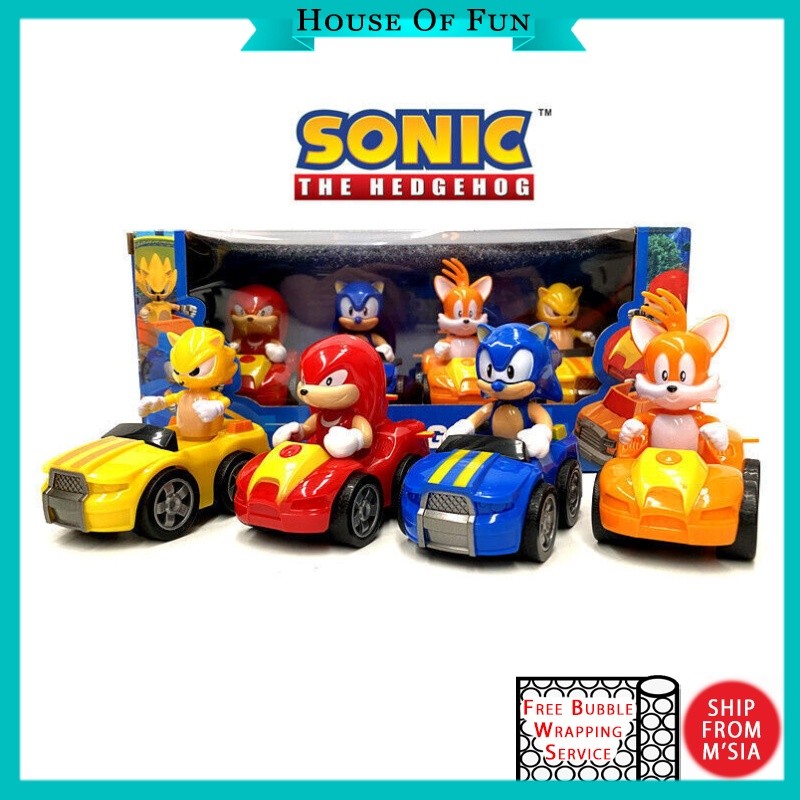 4PCS SONIC THE HEDGEHOG CUTE RACING CAR TOYS HIGH-RISE PARKING TRUCK ...