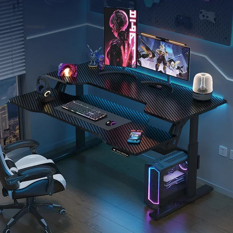 Carbon Fiber Modern Computer Desk For Home Desktop Adjustable Lifting ...