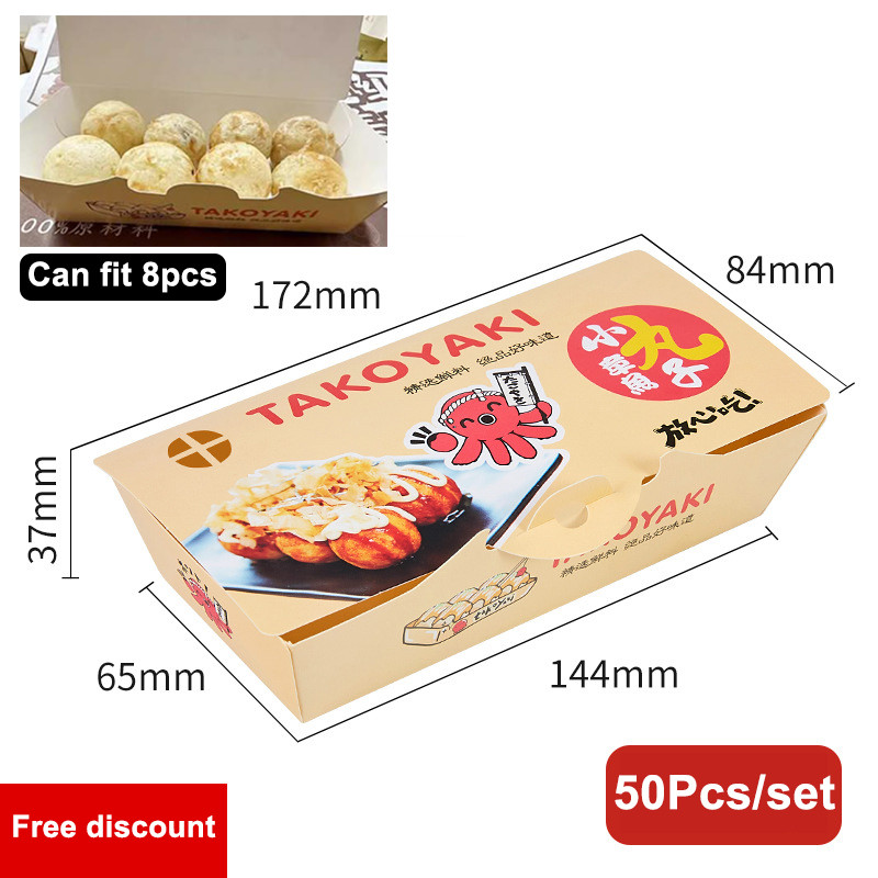 50pcs Octopus Ball Packaging Box Japanese Street Food Takoyaki ...