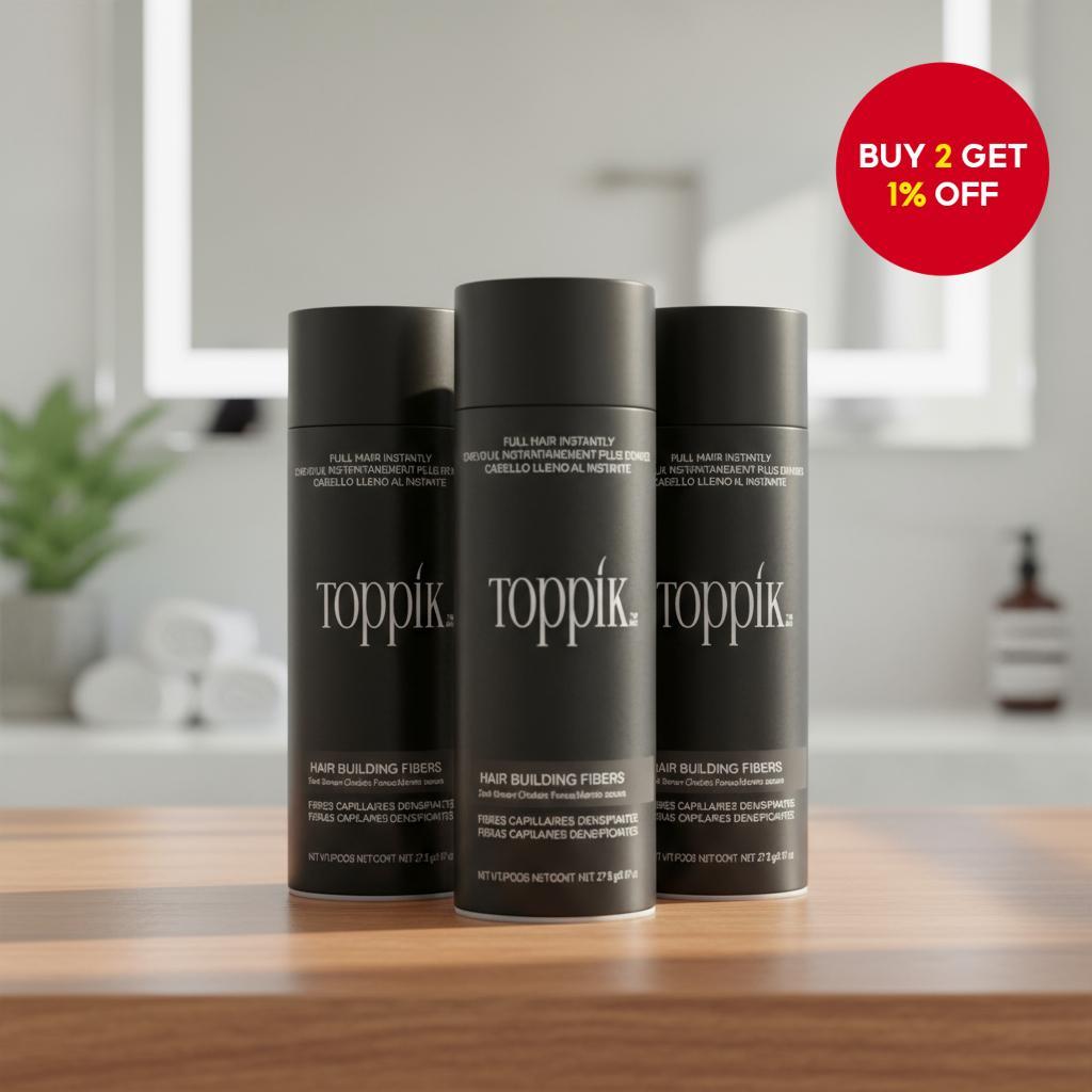 Toppik Hair Loss Fiber Powder, a natural hair enhancer, features a ...