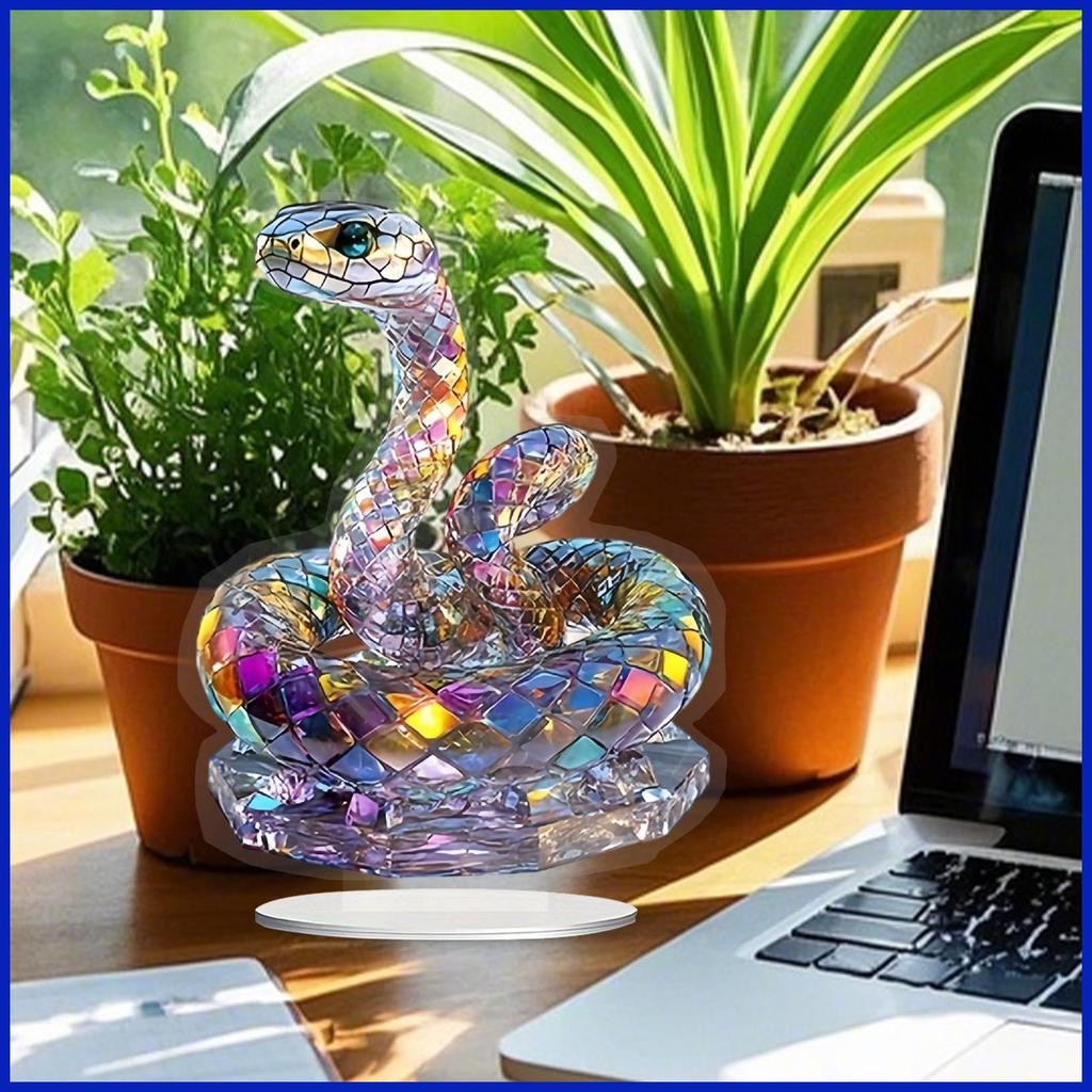 Snake Figurine 2D Snake Desk Decor Acrylic Sign Animal Figurine ...