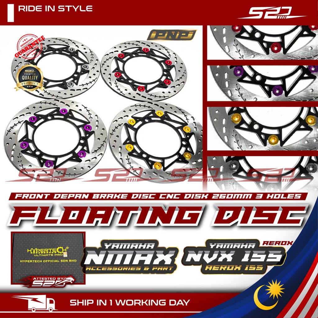 Floating Disc HYPERTECH NVX NMAX 155 V1 V2 AEROX 260MM 3 Holes Lubang ...
