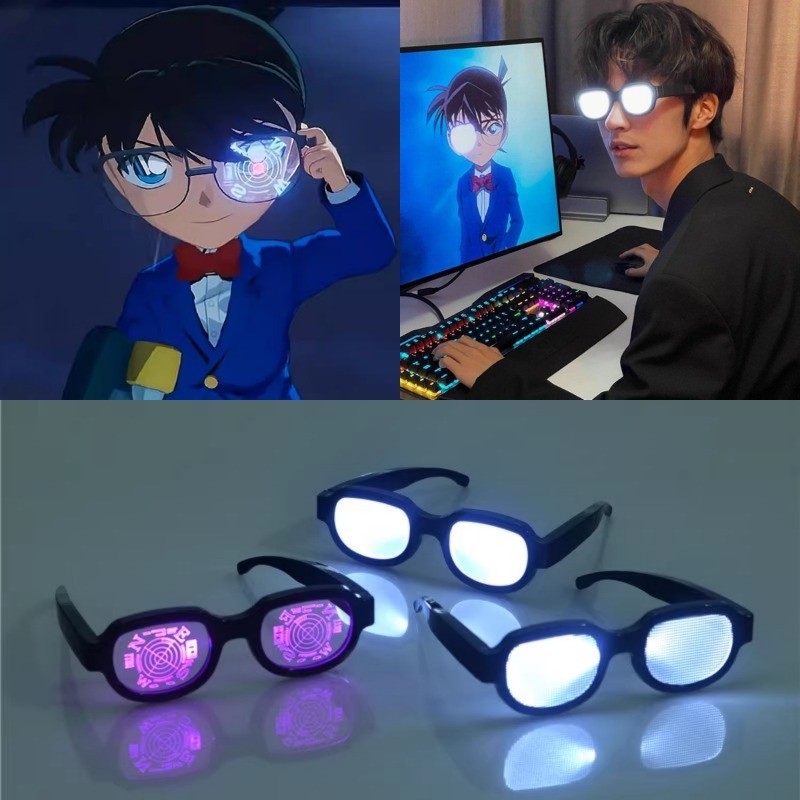 Anime Conan Same LED Glasses Light Up Glasses Men Women Halloween ...