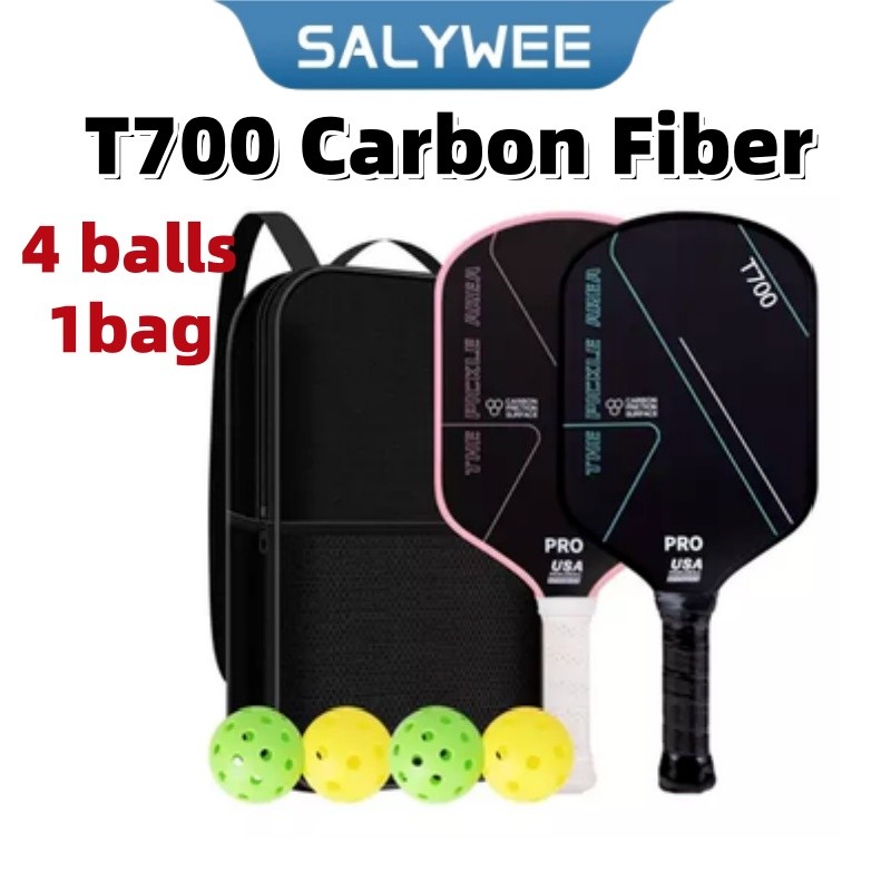 T700 Pickleball Paddle Set Carbon Fiber & Fiberglass Racket With Balls ...