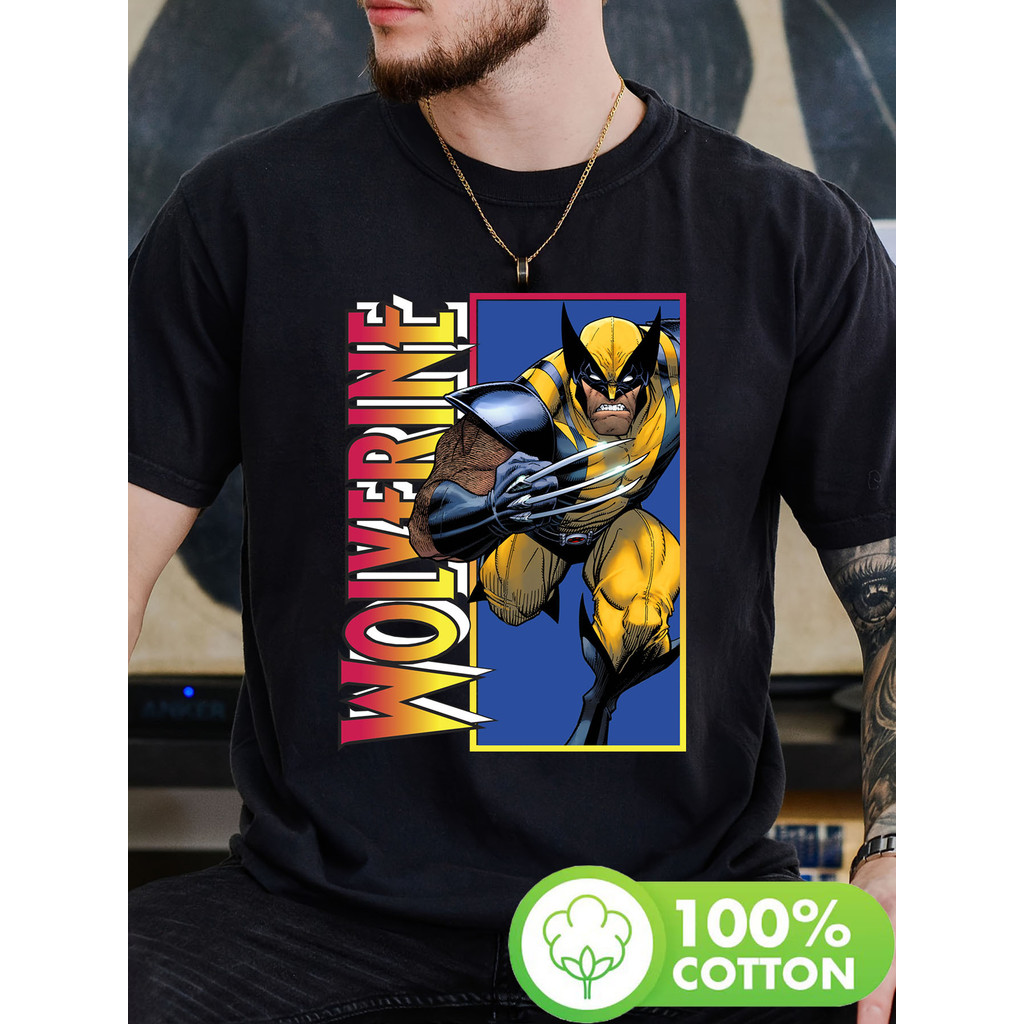 Men'S Marvel Wolverine Graphic T-Shirt - Black with Yellow & Red ...