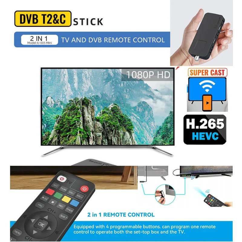 Europe H.265 HEVC DVB-T2 tuner DVB-C PVR super cast DVB-T Digital TV ...