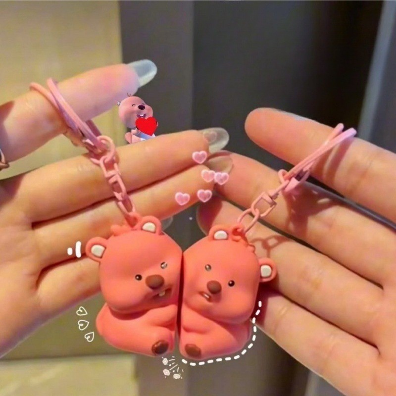 2Pcs Loopy Magnetic Keychain Cartoon Cute Lover Gifts For Couple Best ...
