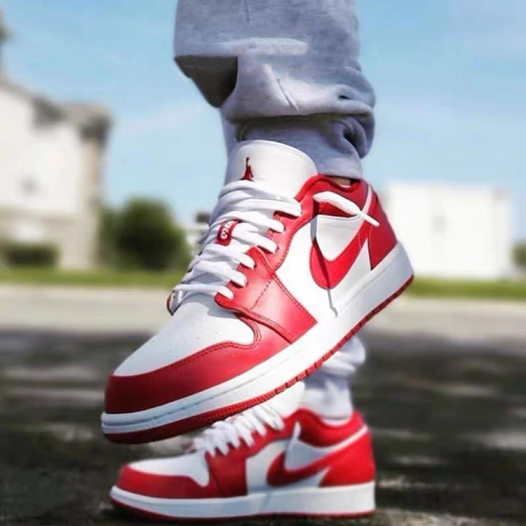 ℗Air Jordan 1 AJ1 Low Cut " Gym Red " White Red Sneaker Shoes for Men # ...