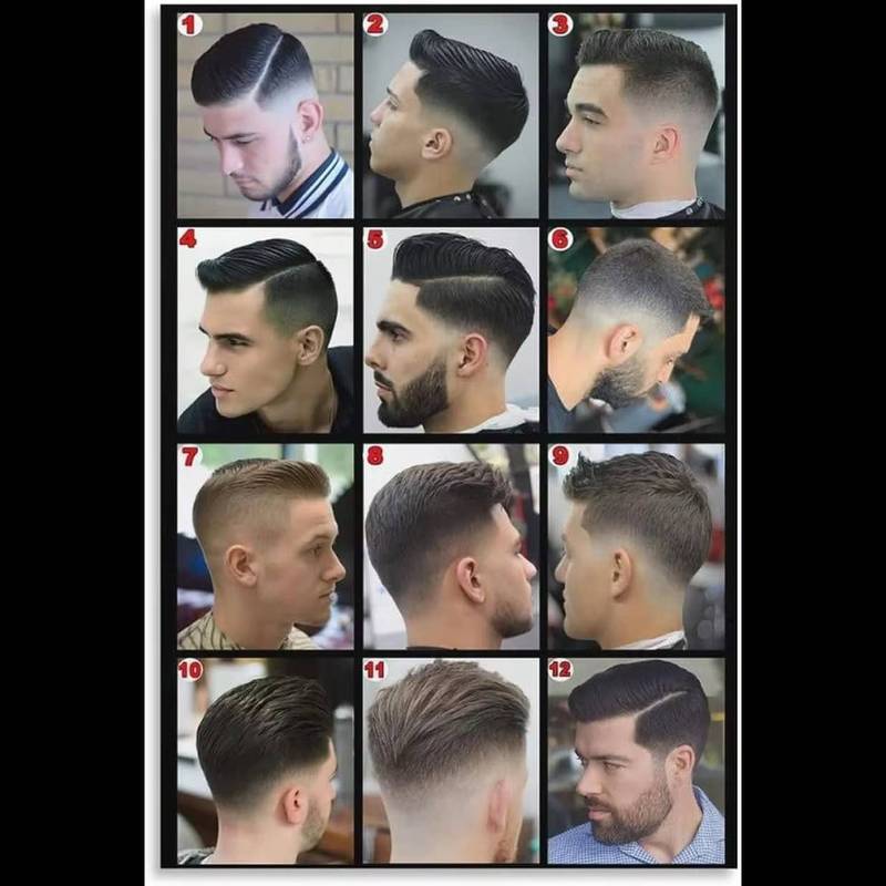 CZWEN Modern Barber Shop Haircut Chart Poster Laminated Mens Hairstyles ...