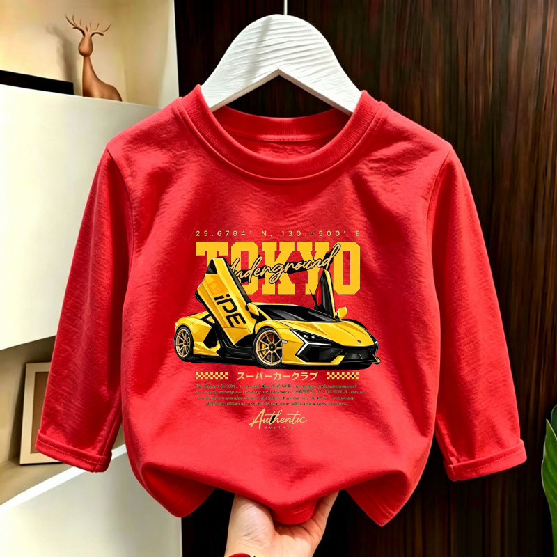 Boys Long Sleeve T‑Shirt Gaming sports car Lamborghini Size 100-170 ...