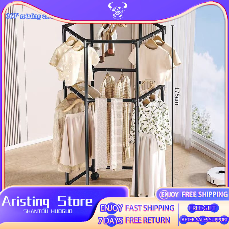 Foldable Rotating Clothes Drying Rack for Home Balcony Dorm - Portable ...
