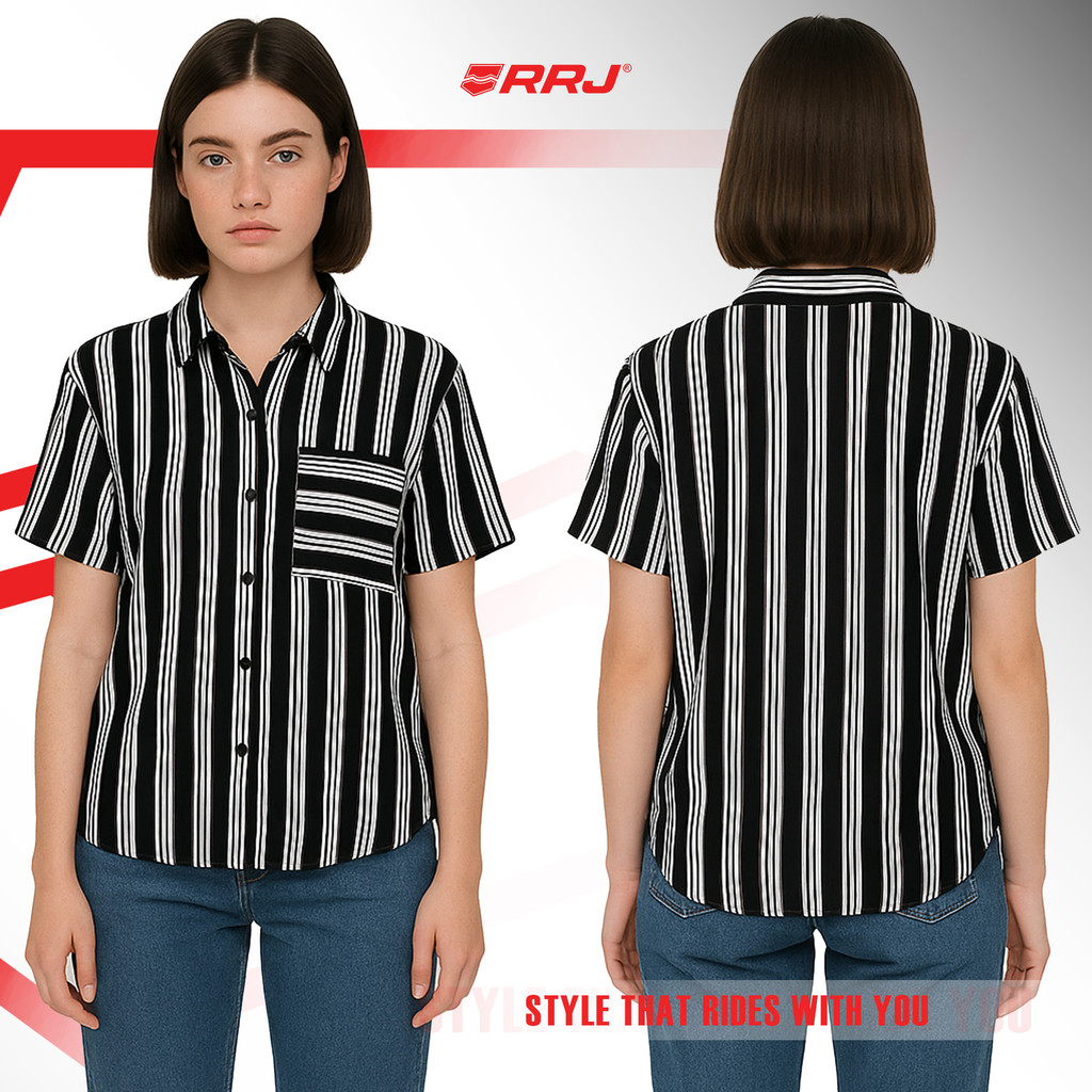 RRJ Ladies Basic Woven Shirt Loose Fitting 170685 (Black) | Shopee ...
