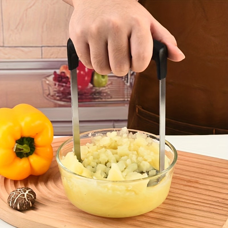 Stainless Steel Multifunctional Vegetable Masher with Anti-Slip Black ...