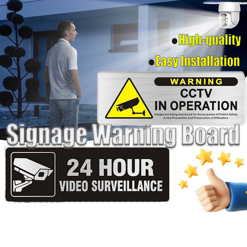 Aluminum Alloy CCTV Signage Warning Board 24 Hours Video Surveillance ...