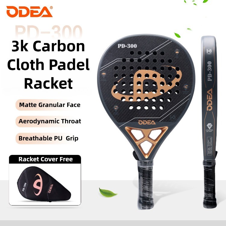 ODEA PD300 Padel Racket, 3K Carbon Fiber Construction, Matte Granule ...