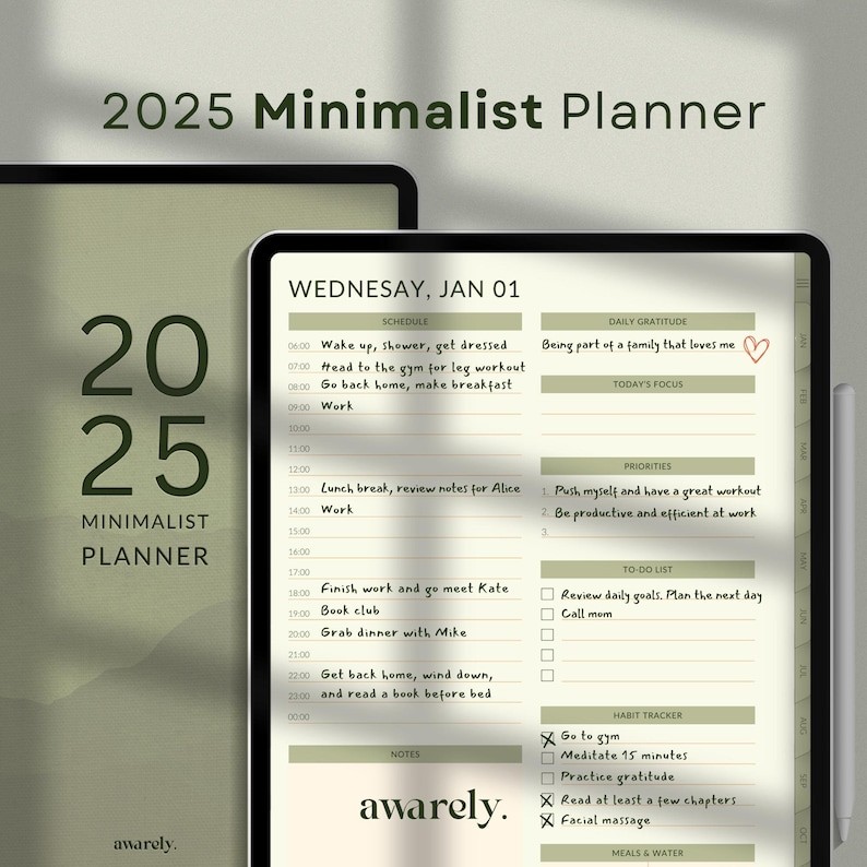 Minimalist 2025 Digital Planner | Daily, Weekly, Monthly Goodnotes iPad ...