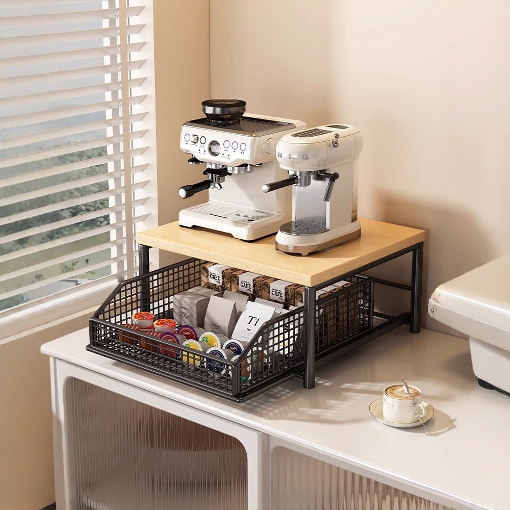 Pull-out Kitchen Microwave Shelf Coffee Machine Countertop Tea Bag ...