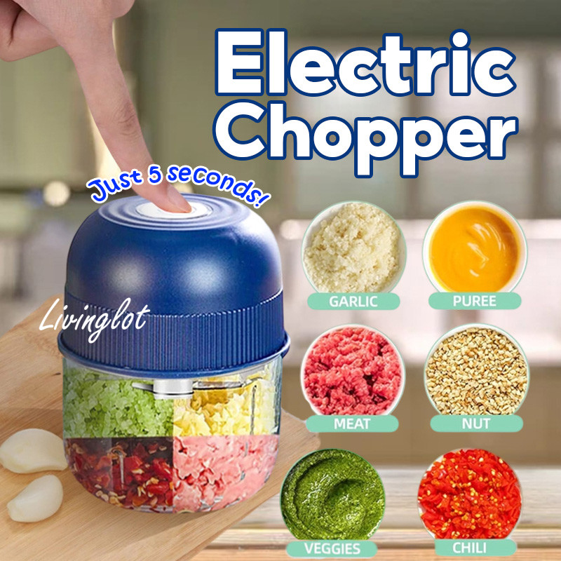 Electric Garlic Chopper Portable Meat Grinders Crusher Type-C Charge Kitchen Small Appliances ...