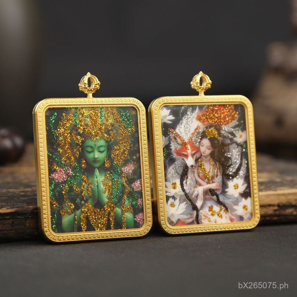 Titanium Steel Thangka Semi-Hand Painted Wutai Mountain Five Lords Zaki ...
