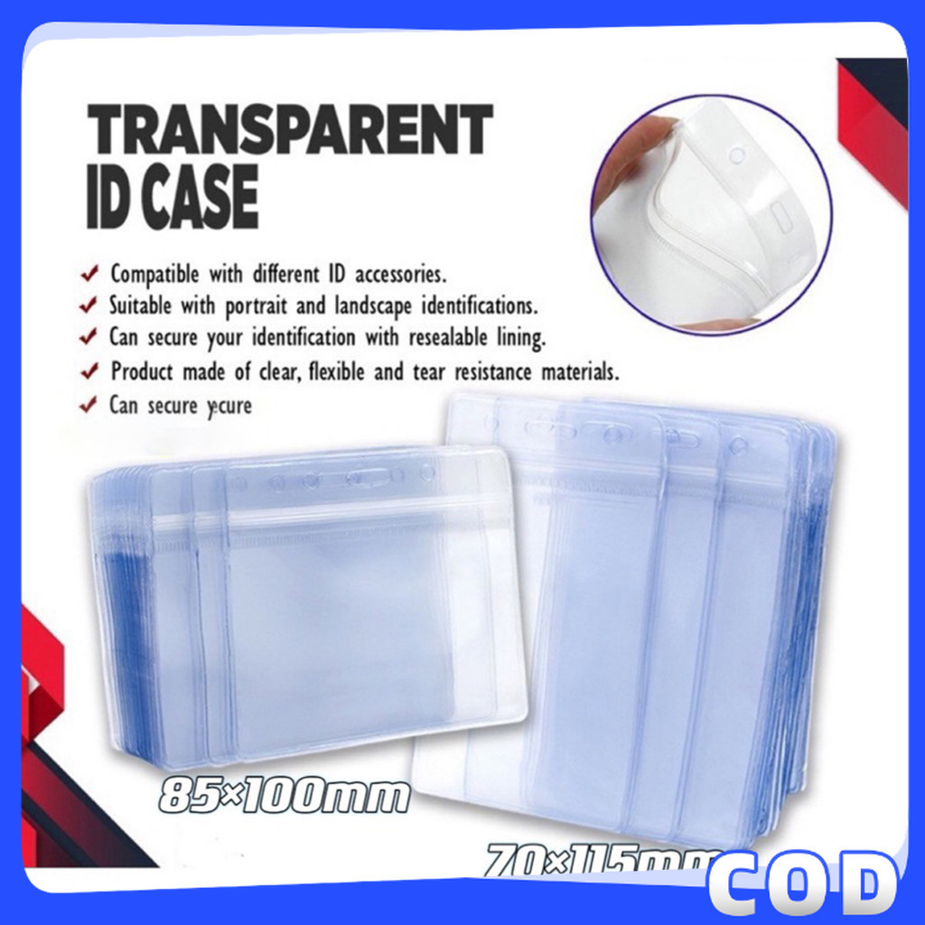 100PCS Waterproof Transparent Plastic ID Holder with Vertical SET ...