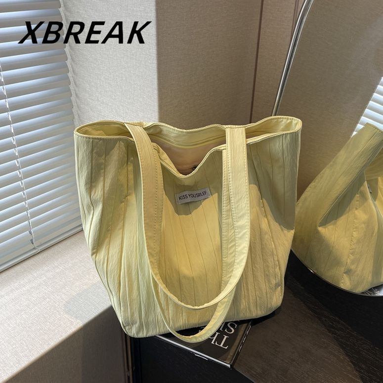 X XBREAK Summer Large-Capacity Shoulder Bag Female Casual Pleated ...