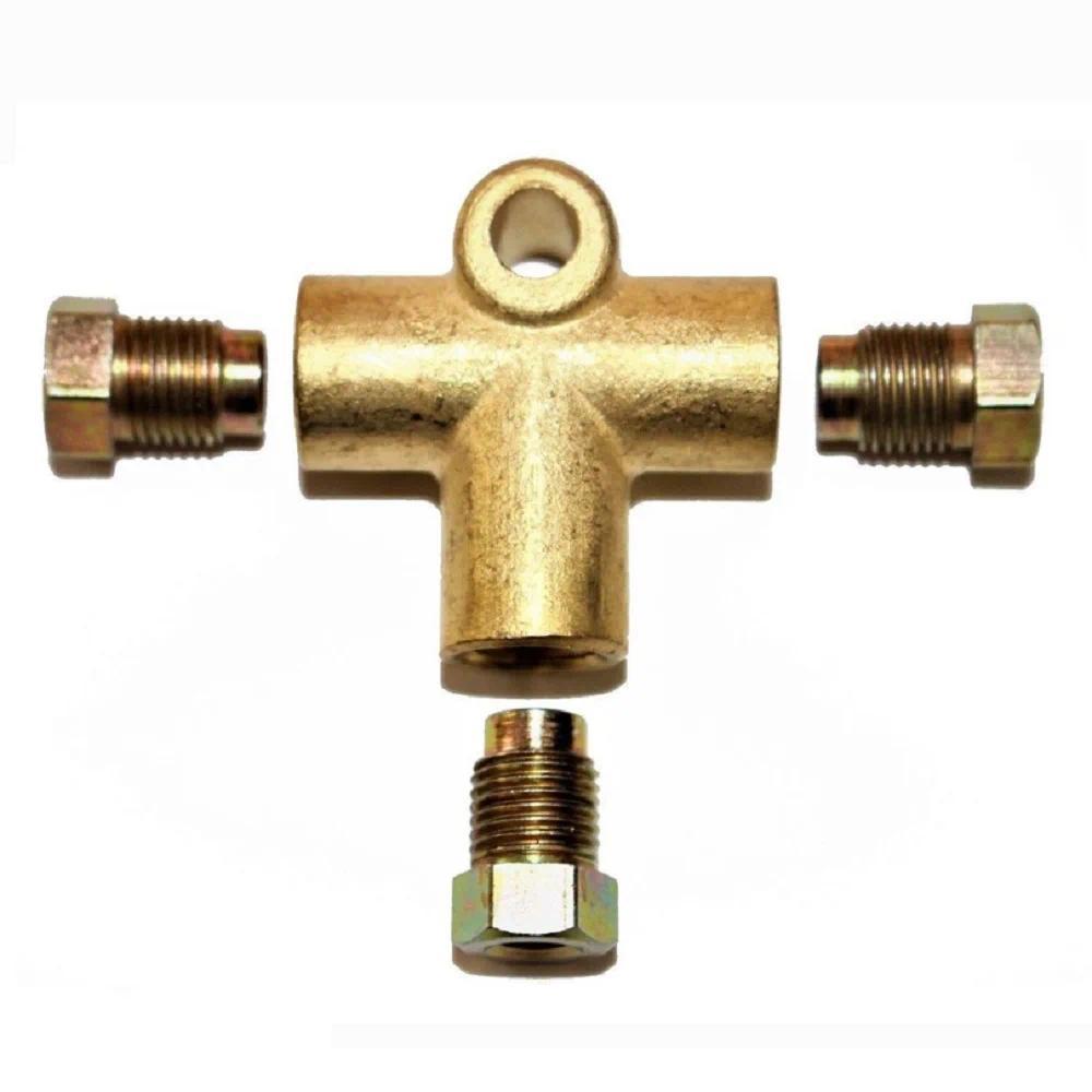 1pc Copper 3 Way T Piece Brake Pipe Connector With 3 x M10 Male Short ...