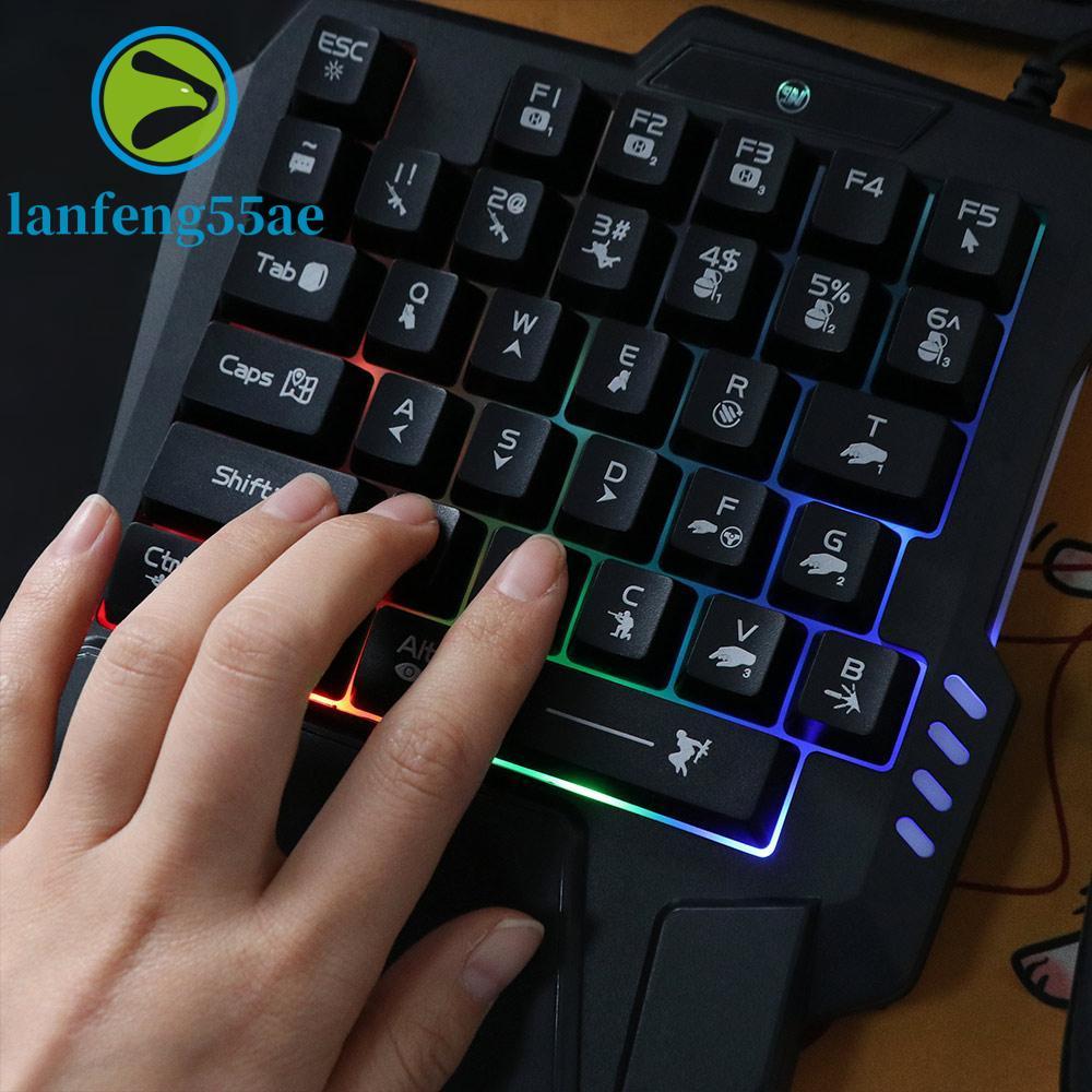 LANFENG Single Hand Keyboard, USB Luminous One Handedly Keyboard ...