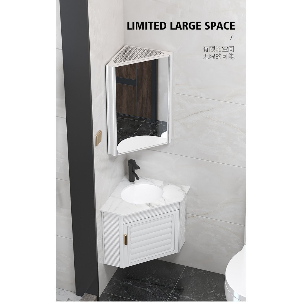 OF9D Small Apartment Triangle Basin Space Aluminum Bathroom Cabinet ...