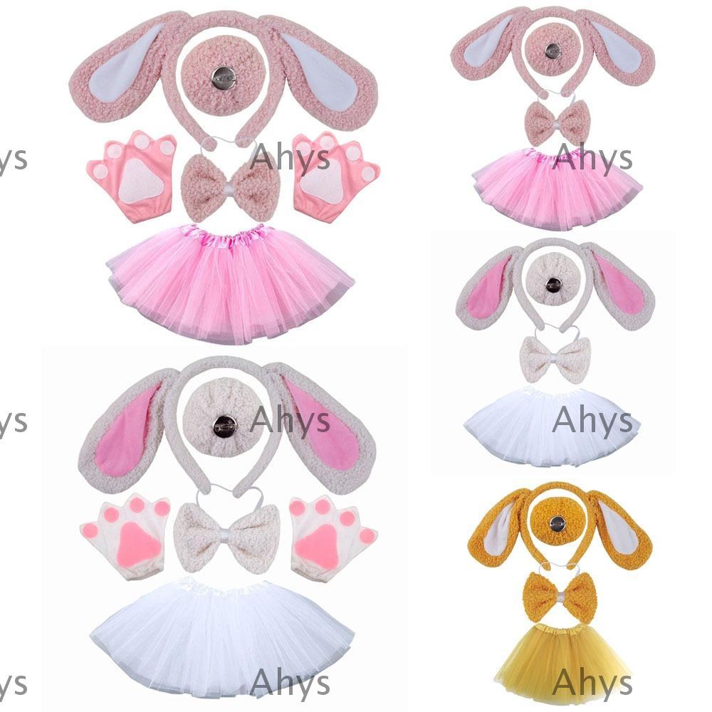 AHYS Rabbit Costume Set, Animal Long Ear Bunny Dress Up Outfits ...