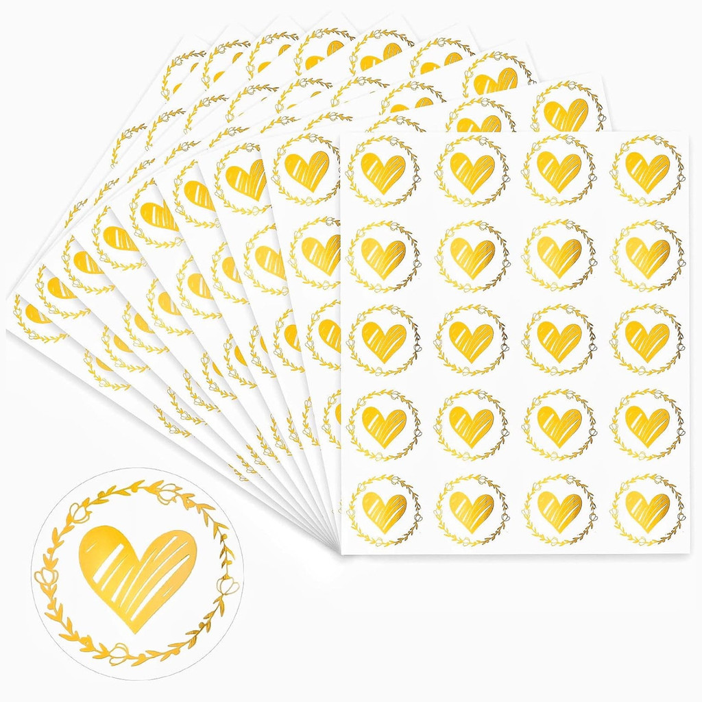 Golden Heart-Shaped Stickers Envelope Sealing Stickers Transparent ...