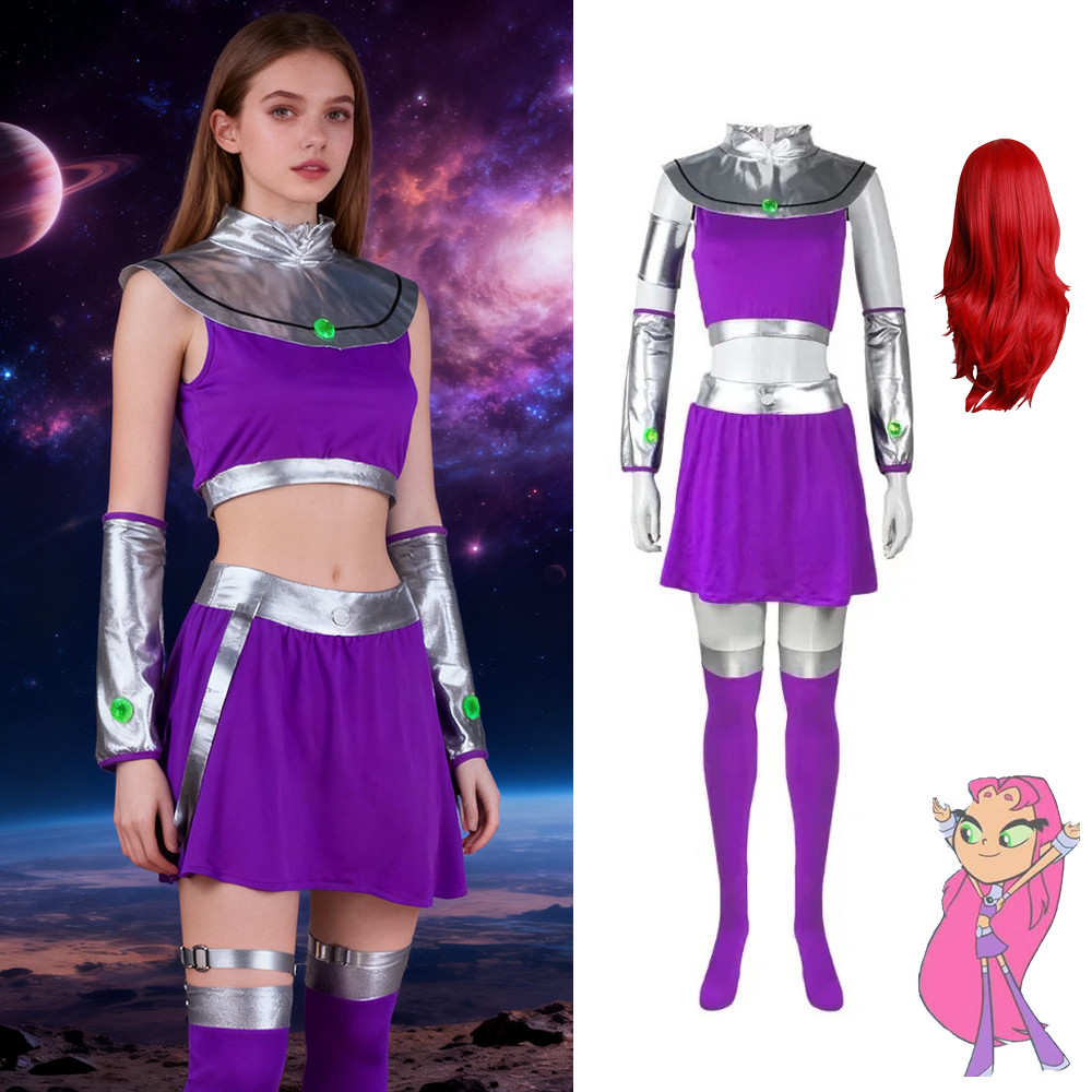 Halloween Anime Rven Teen Titans Go Starfire Costume for Adult Women DC ...