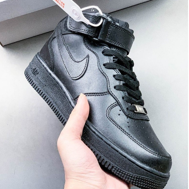 Nike Air Force 1 Mid Black Mid-Top Casual Sneakers | Shopee Philippines
