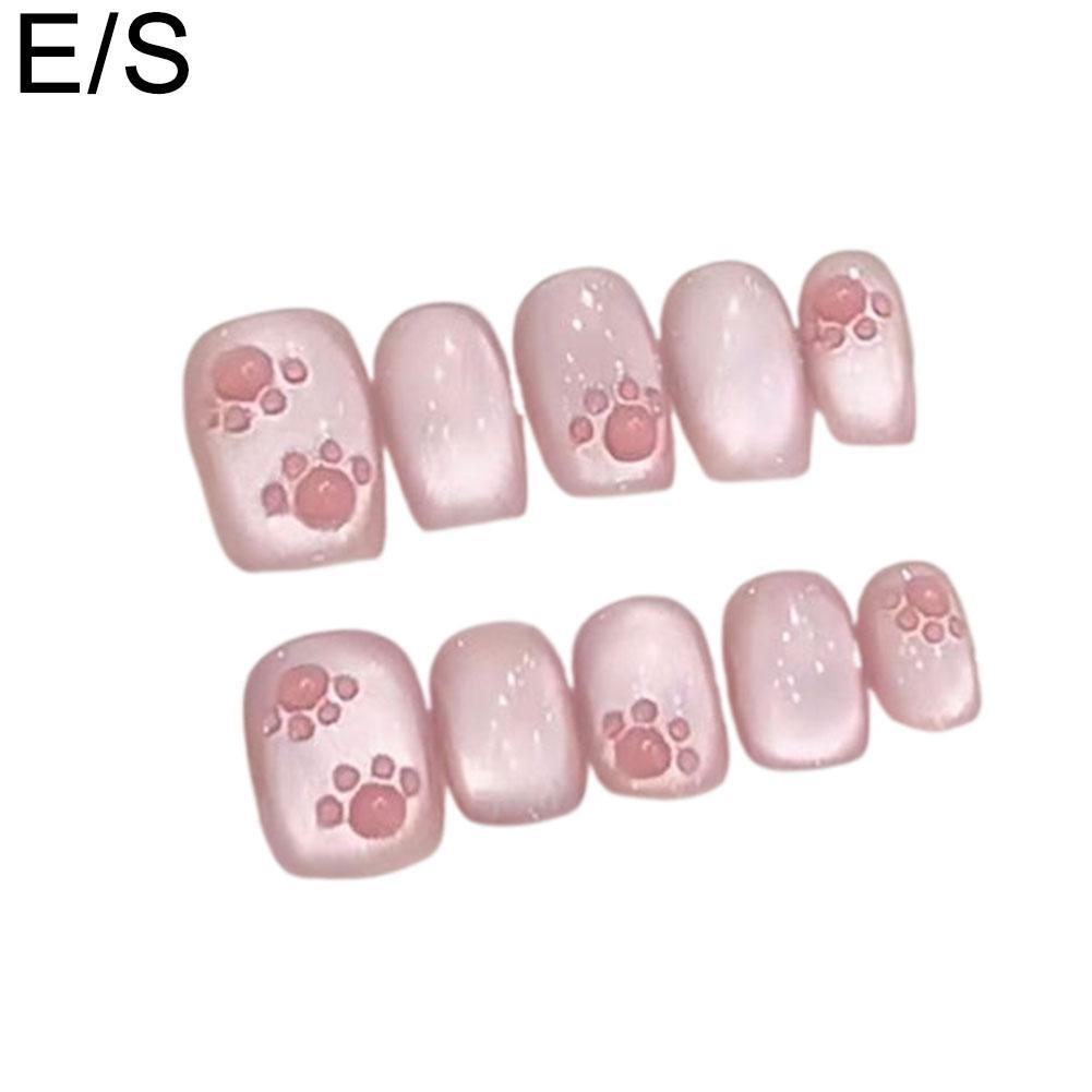 Cat Eye Plain Color Handmade Fake Nail Long Pointed Short Ladder Almond ...