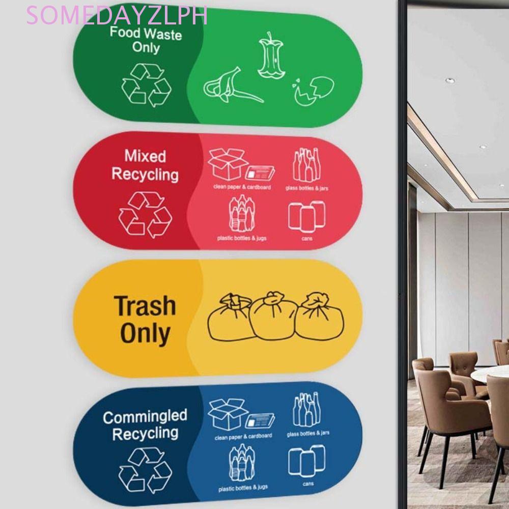 SOMEDAYZL 10pcs Recycling Sorting Sticker, Waterproof Vinyl Trash Bin ...