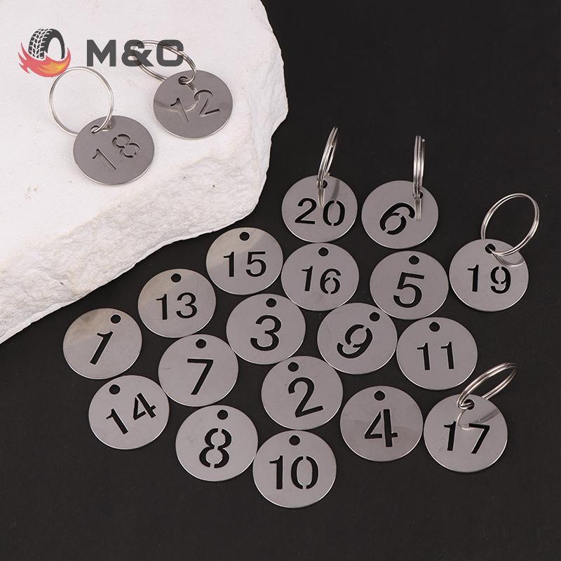 M&C 20 Pcs Stainless Steel Number Plate Key Label Tags Chain Labels ...
