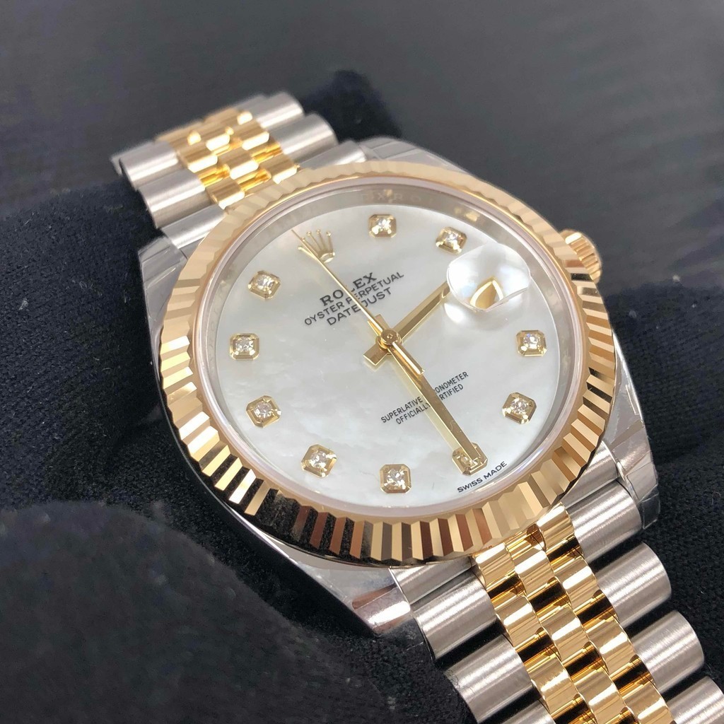 Rolexx Hengdong Log Type 41mm Golden Mother-Of-Of-Pearl Mechanical Men ...
