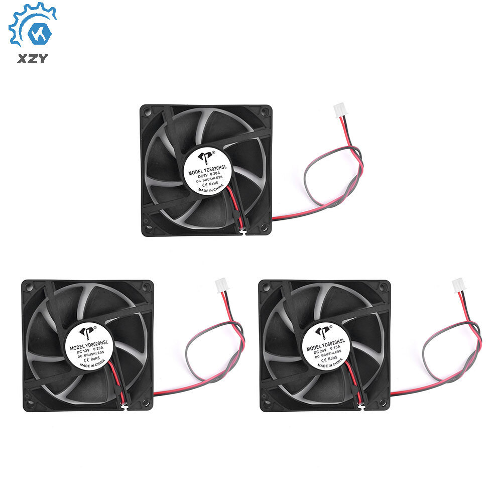 Cooler Fan 80mm by 80mm by 20mm 8020 12V DC 0.20A Dual Ball Bearing ...