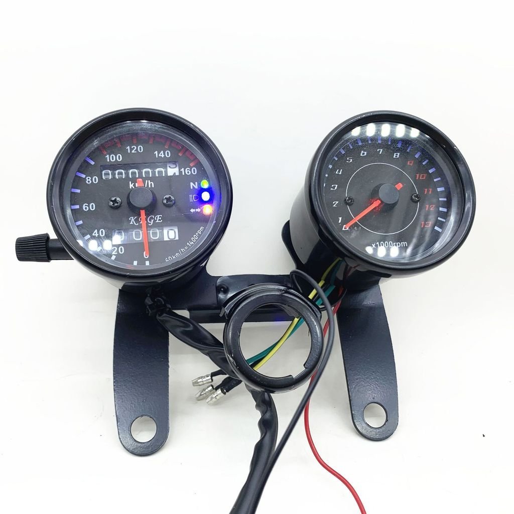 Motorcycle Modification Instrument Vintage LED Odometer Fuel Gauge Set ...
