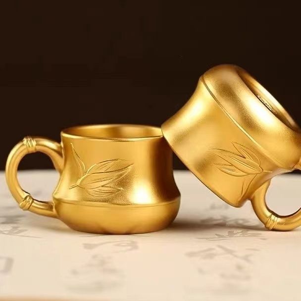 2025 New Style Teacup Genuine Golden Cup Sand Gold High-End Tea Set ...