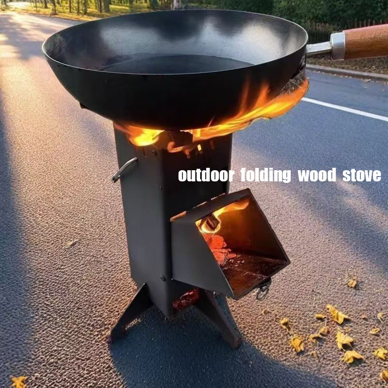 Outdoor Foldable Wood Rocket Stove Backpack Camping Tent Stove | Shopee ...