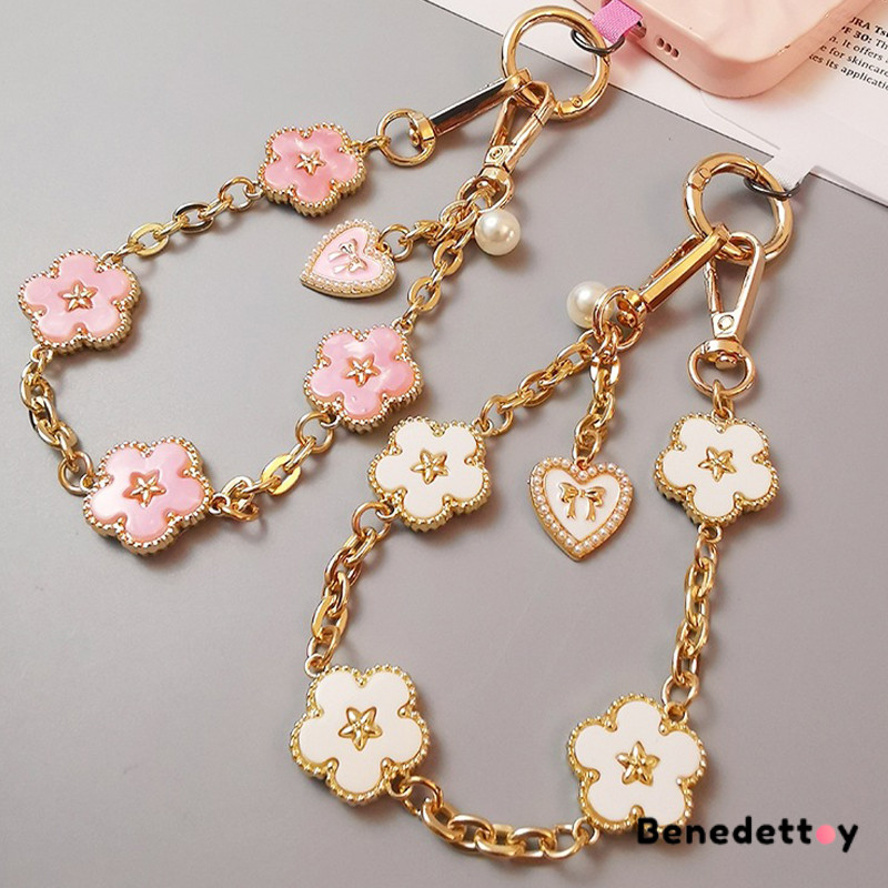 Five Leaves Flower Phone Chain Fashion Commuter Phone Case Key Chain ...