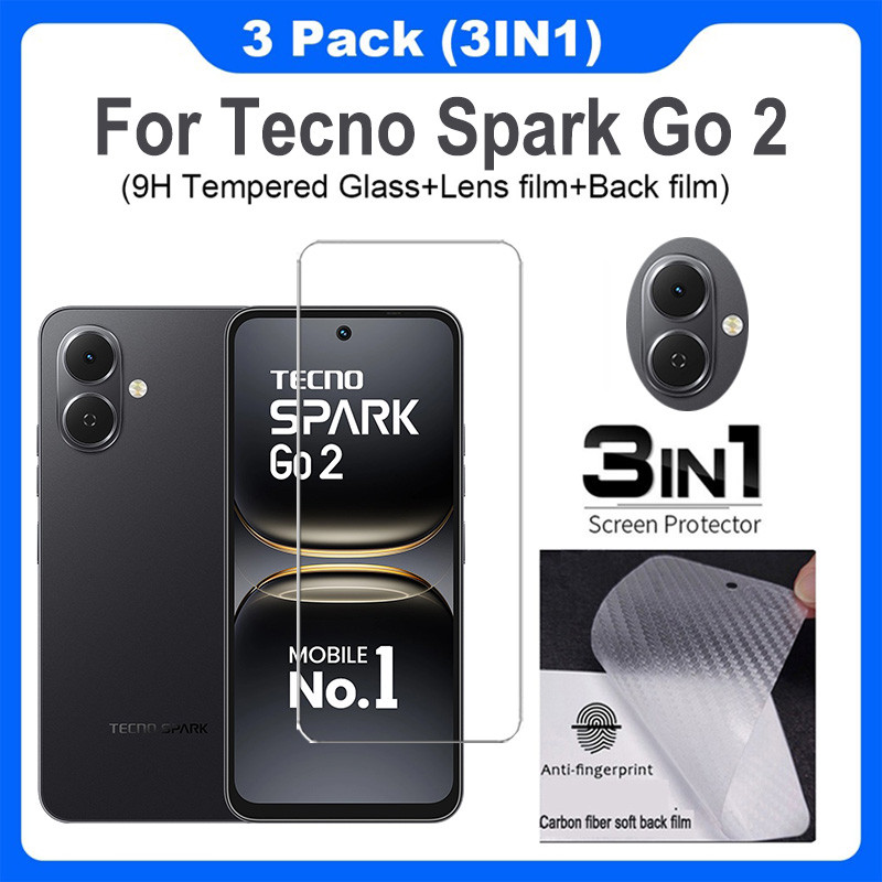 3 in 1 Tecno Spark Go 2 Tempered Glass Film For Tecno Spark Go 2 1 1s 2025 Pova 7 Ultra 6 Neo ...