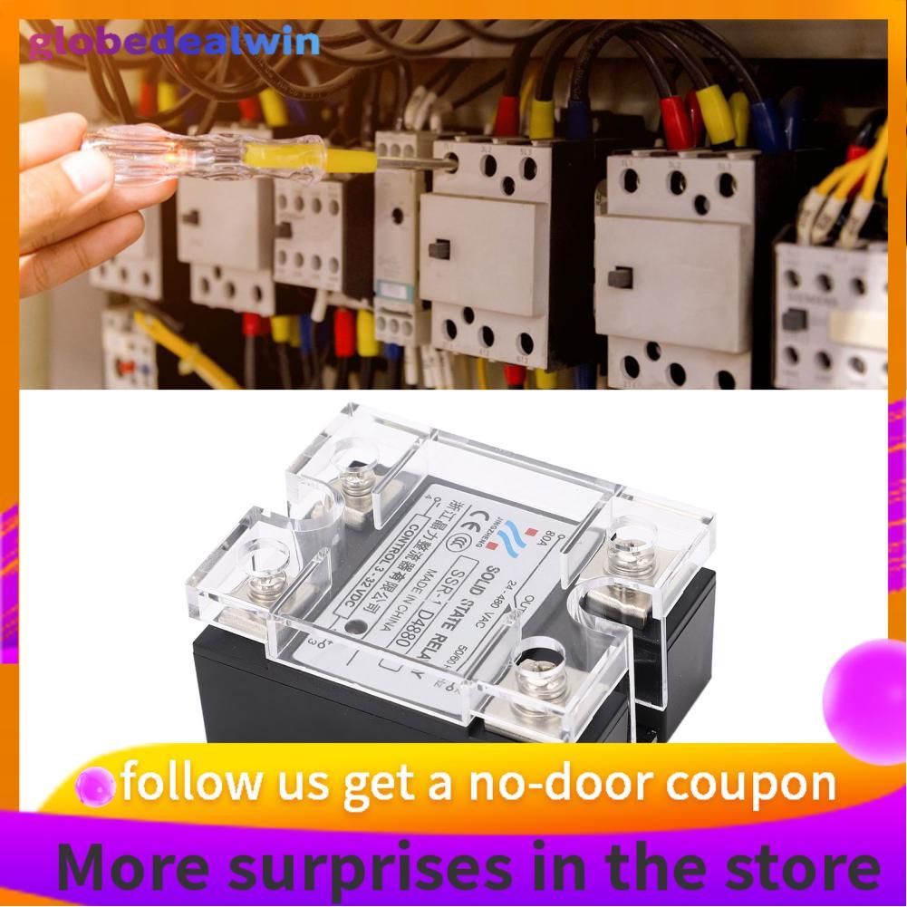globedealwin Solid State Relay Module SSR 1 D4880 80A DC Control 24 ...