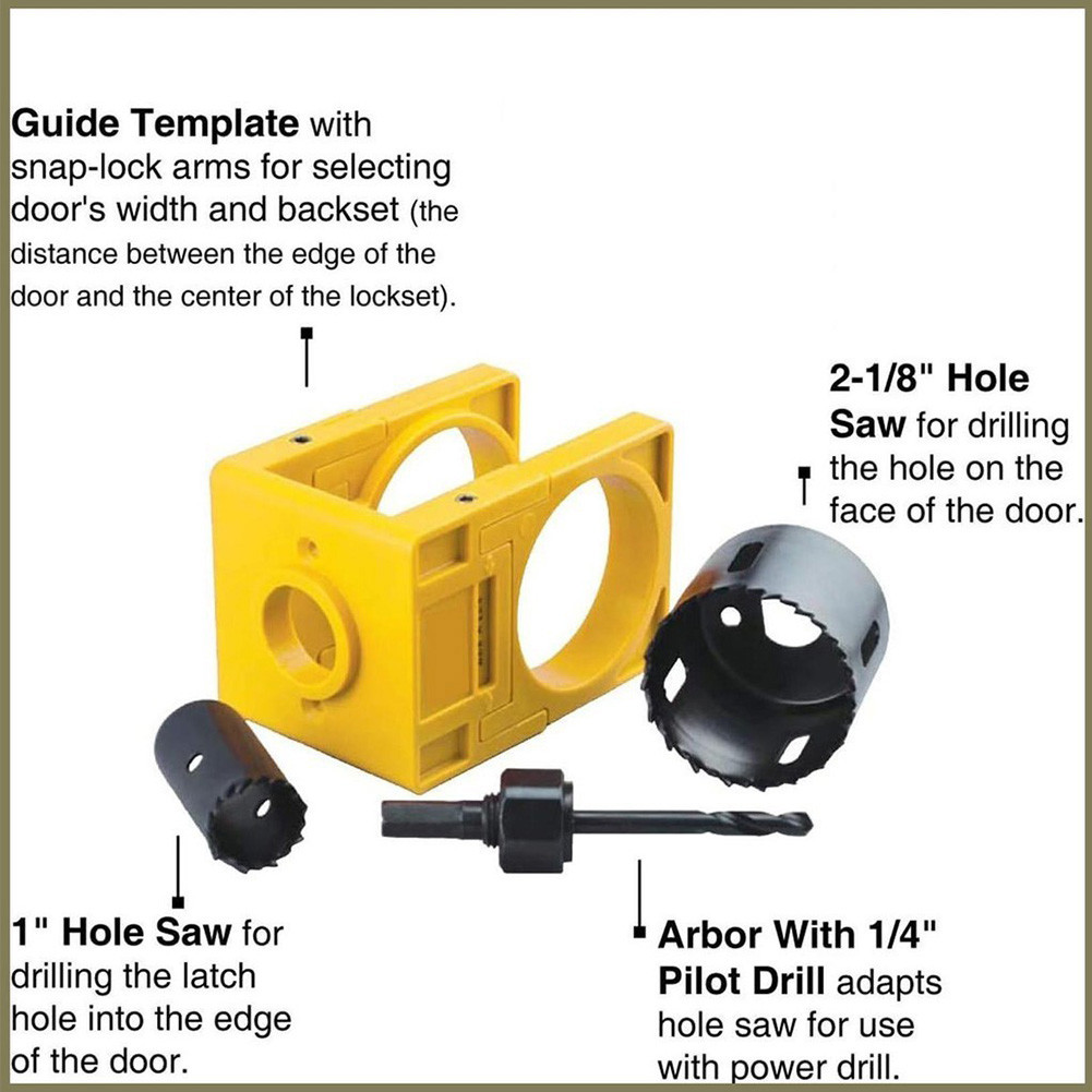 1-3/8 Inch - 1-3/4 Inch Door Lock Installation Kit Carbon Steel Door ...
