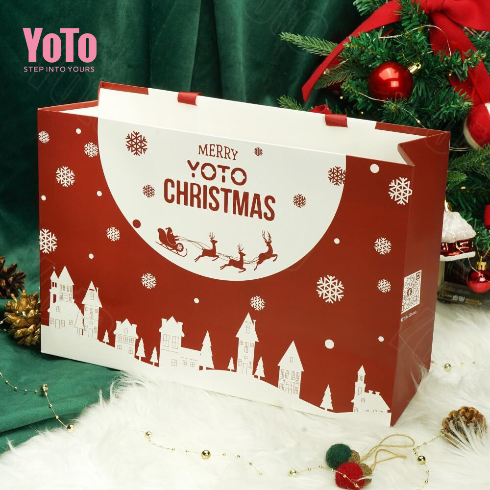 YOTO Elegant Christmas Shoe Bag Reusable Gift Box Sack For Footwear ...