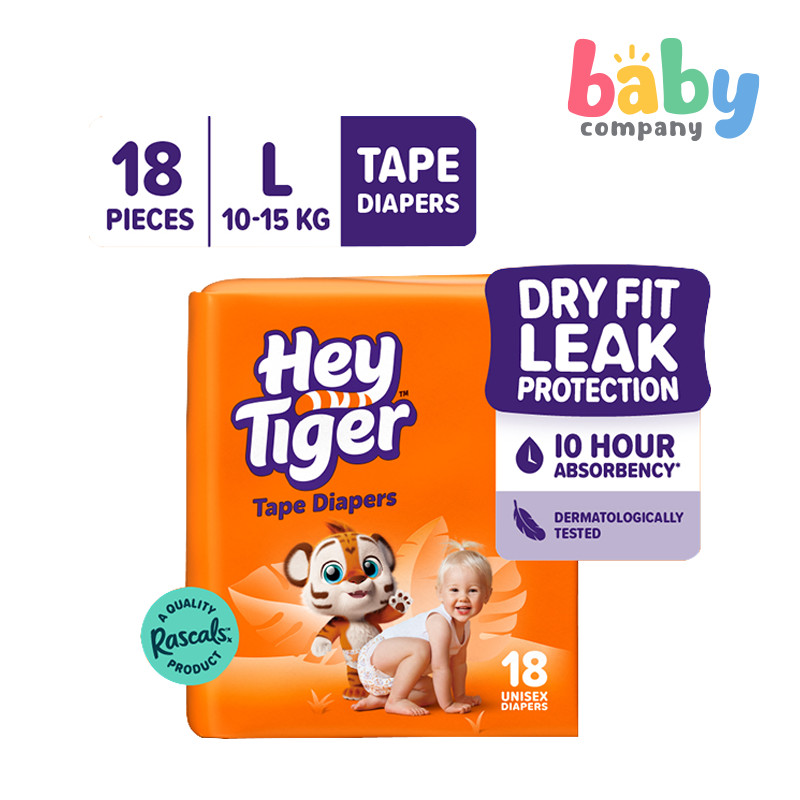Hey Tiger Comfy Tape Diapers Convenience Pack - Large, 18 pads | Shopee ...
