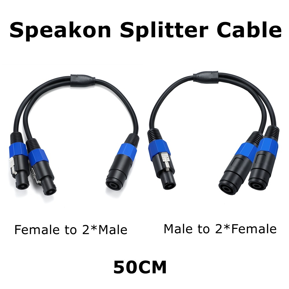 Speakon Y-Splitter audio Cable 50cm, Male to Dual Female/Female to Dual ...