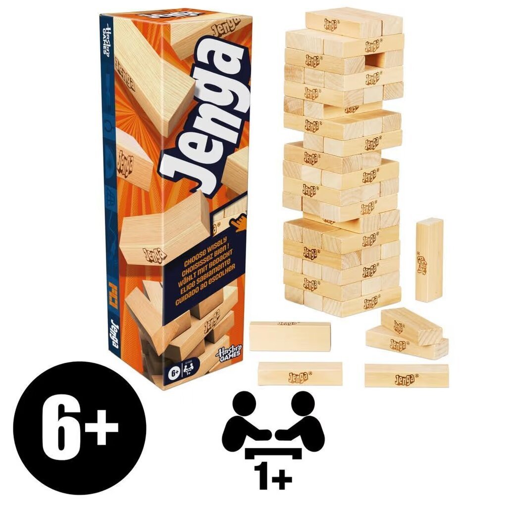 Hasbro Jenga Game with More Ways to Play Wooden Block Jenka Authentic ...