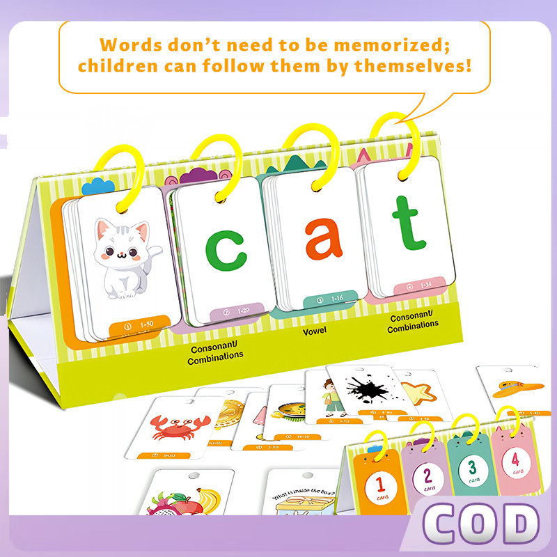 129Pcs Kids Phonics English Flash Card Vowel Consonant Desk Calendar 3 ...